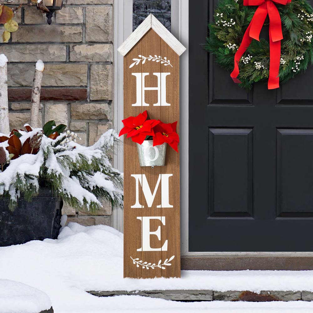 [OFFICIAL] Glitzhome 42"H Wooden Natural "HOME" Porch Sign with Metal ...