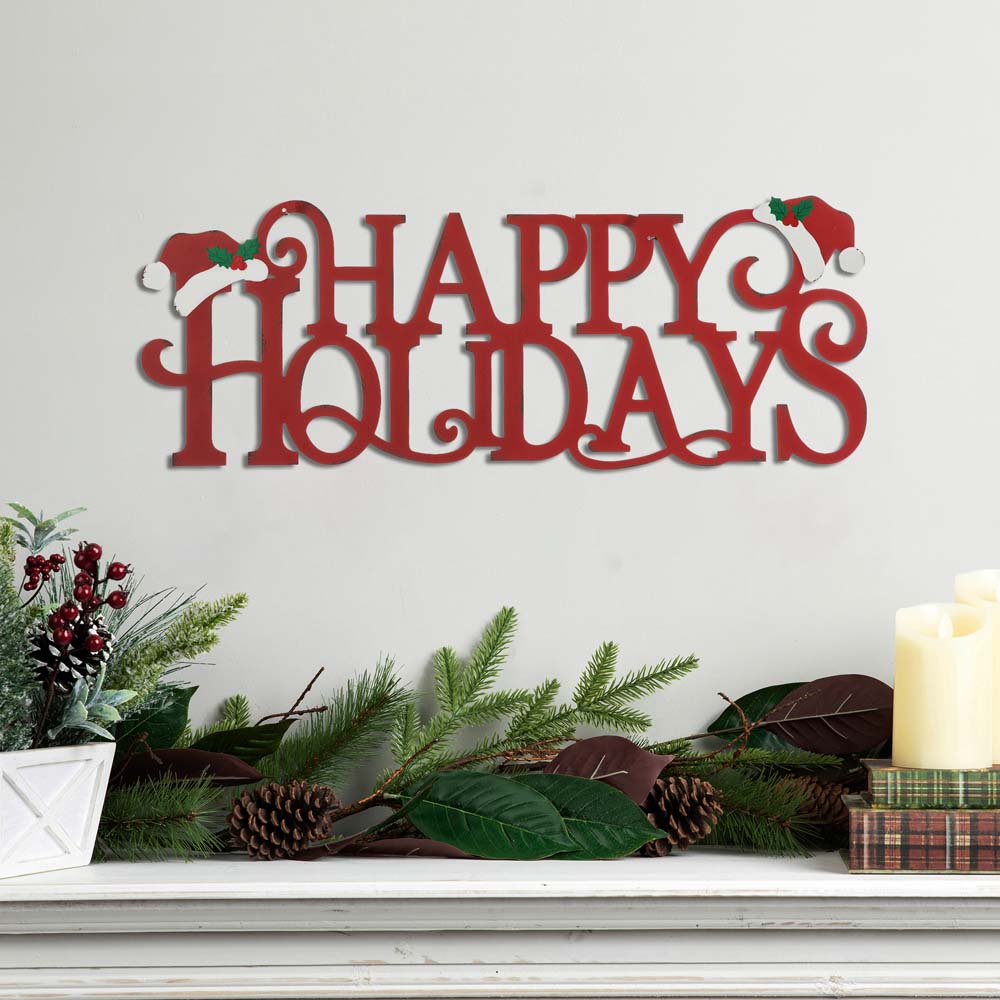 [OFFICIAL] Glitzhome 24"L Metal "HAPPY HOLIDAYS" Christmas Wall Decor