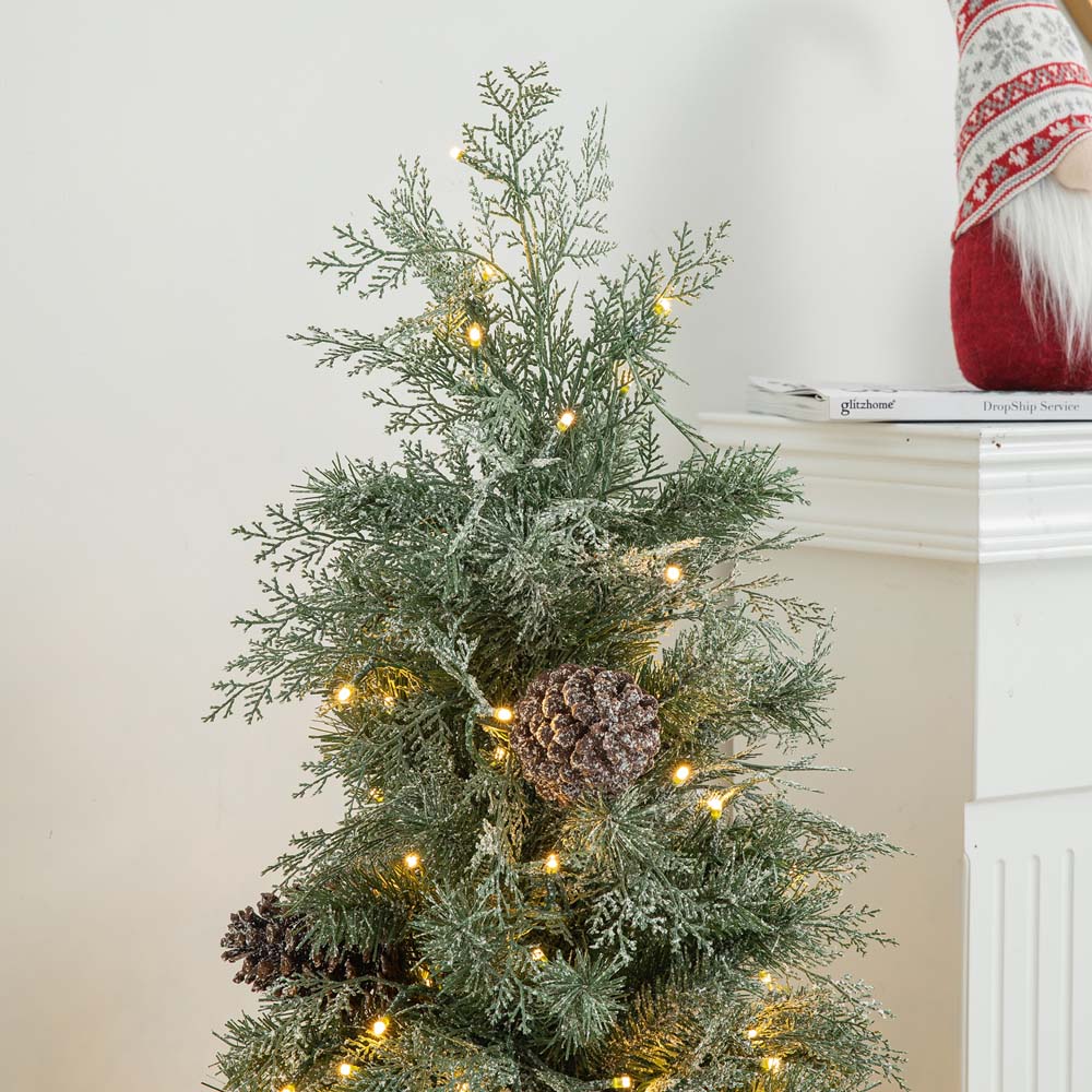 [OFFICIAL] Glitzhome 2PK 4ft Pre-Lit Pine Artificial Christmas Porch Tree with 130 Warm White ...