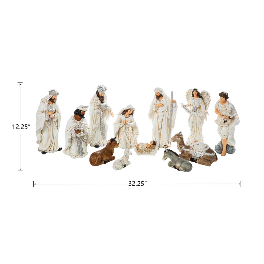 [OFFICIAL] Glitzhome 12pcs Ivory Resin Nativity Scene Figurine Set