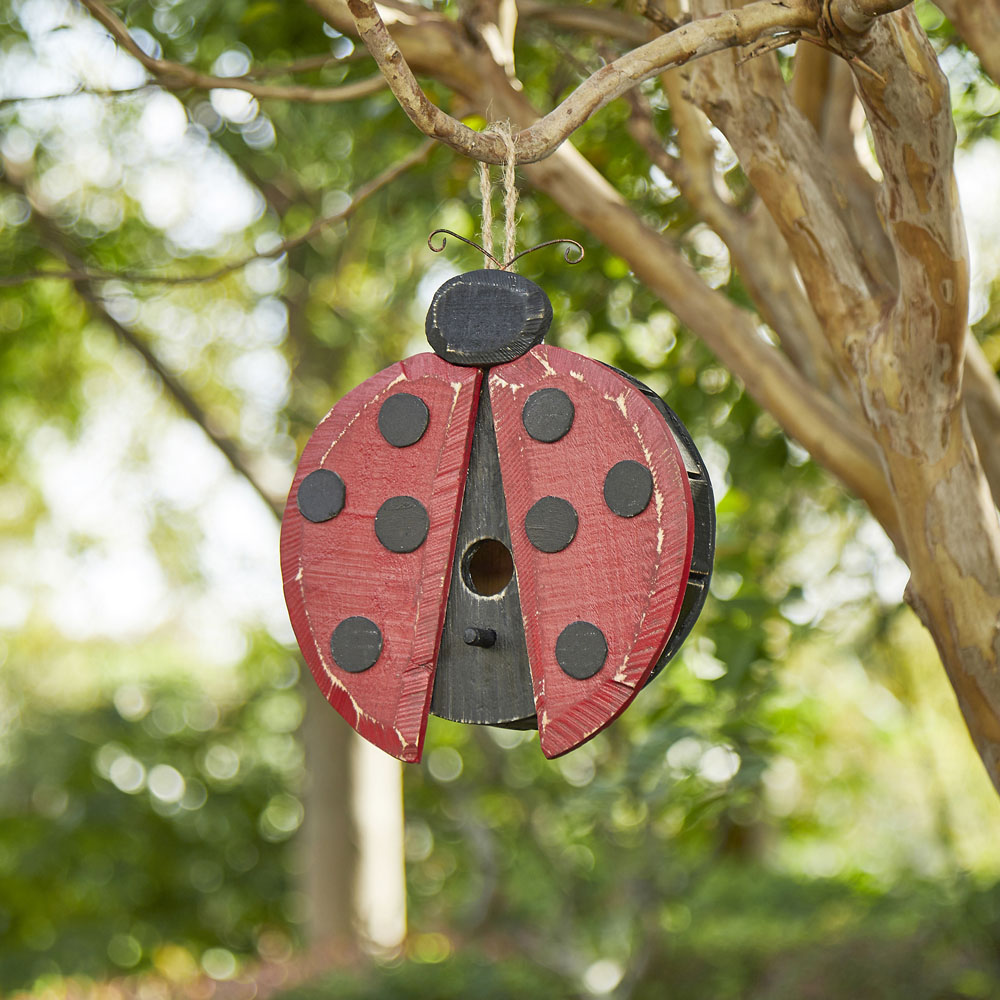 [OFFICIAL] Glitzhome 11.5"H Distressed Solid Wood Ladybug Birdhouse