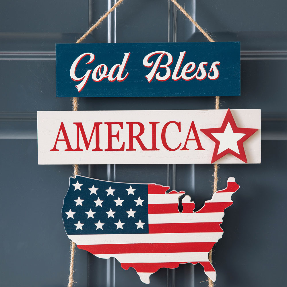 [OFFICIAL] Glitzhome 20.75"H Patriotic/Americana Word Sign Door Hanger