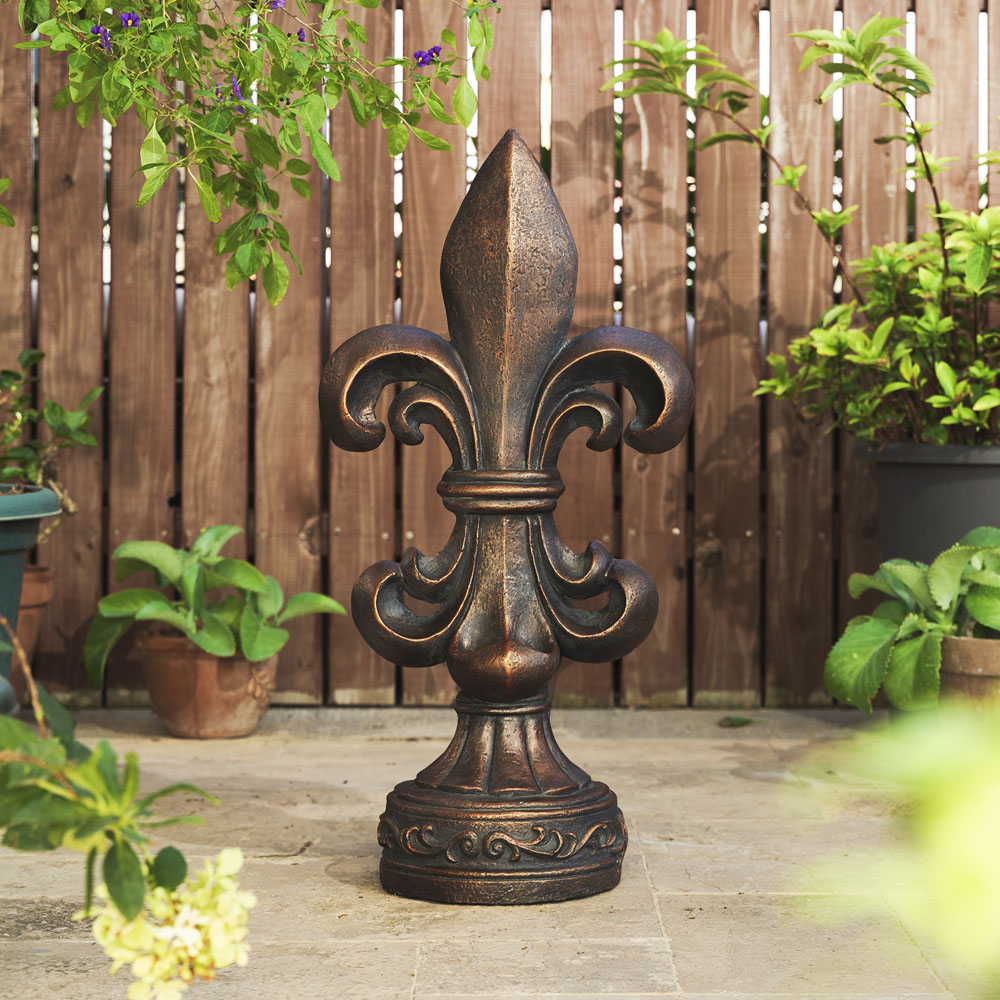 [OFFICIAL] Glitzhome 27.25"H MgO Bronze Standing Fleur De Lis Garden Statue