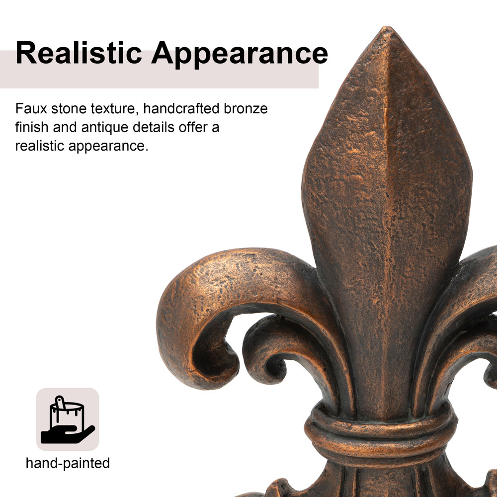 [OFFICIAL] Glitzhome 27.25"H MgO Bronze Standing Fleur De Lis Garden Statue