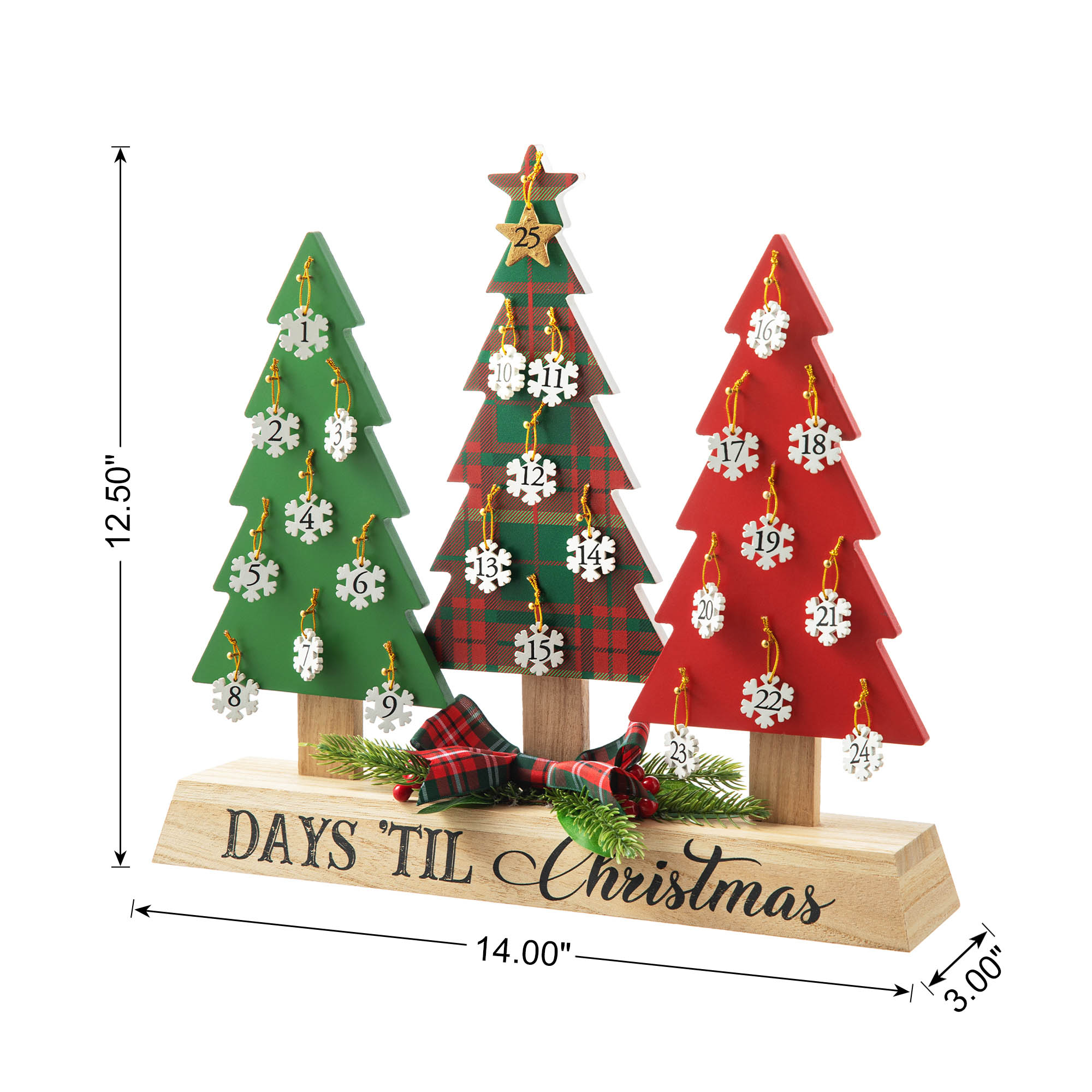 [OFFICIAL] Glitzhome 14"L Wooden Christmas Tree Countdown Calendar Décor