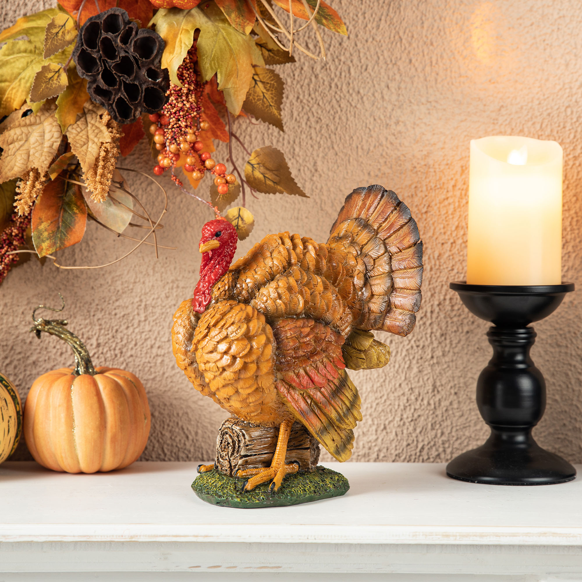 [OFFICIAL] Glitzhome 9.5"H Thanksgiving Resin Turkey Table Decor