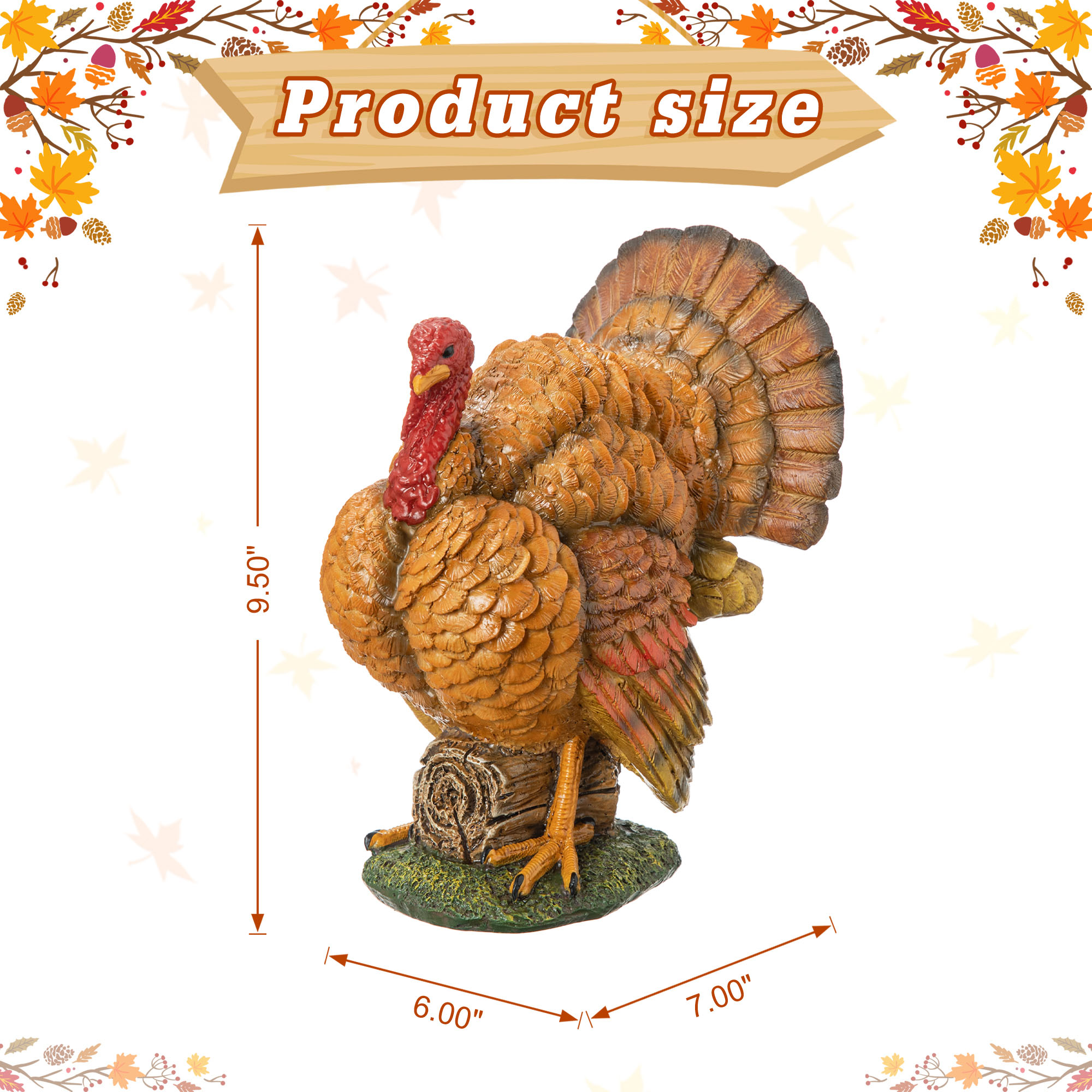 [OFFICIAL] Glitzhome 9.5"H Thanksgiving Resin Turkey Table Decor