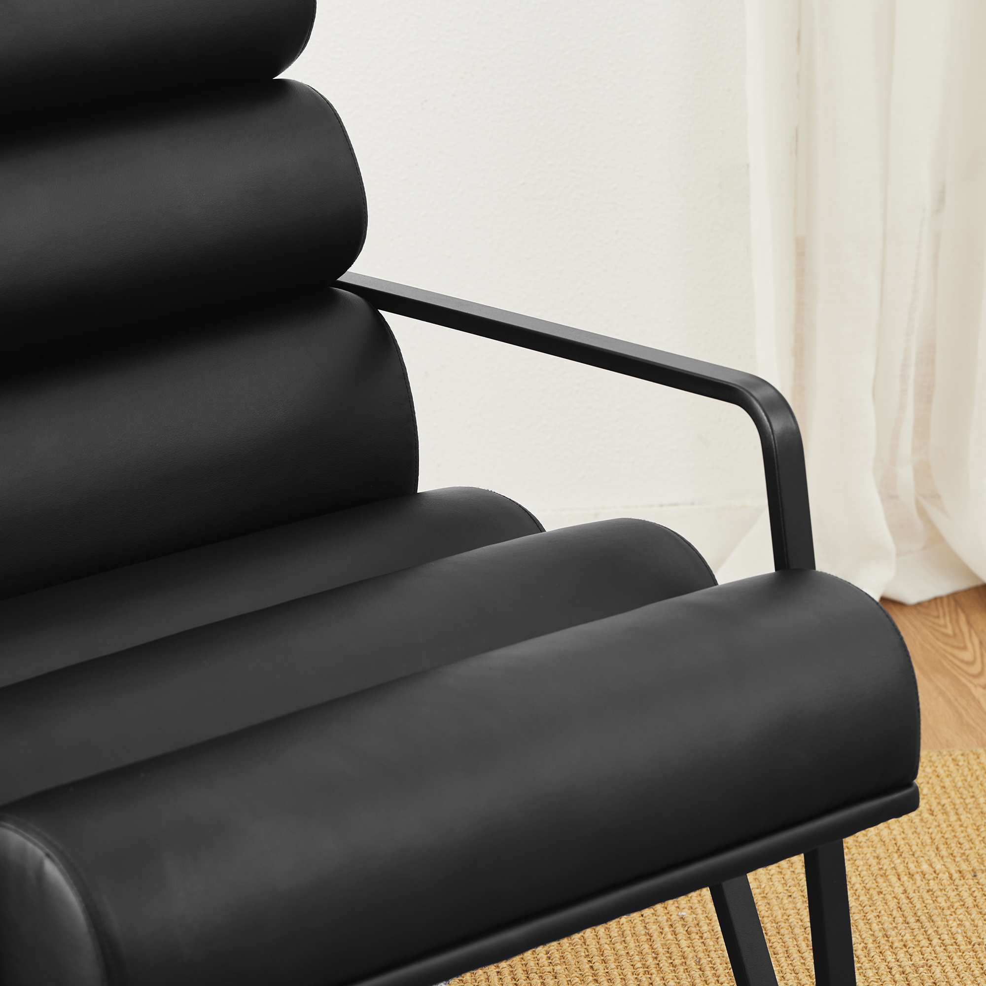 [OFFICIAL] Glitzhome Set of 2 Modern Black Wavy Leatherette Accent Arm ...