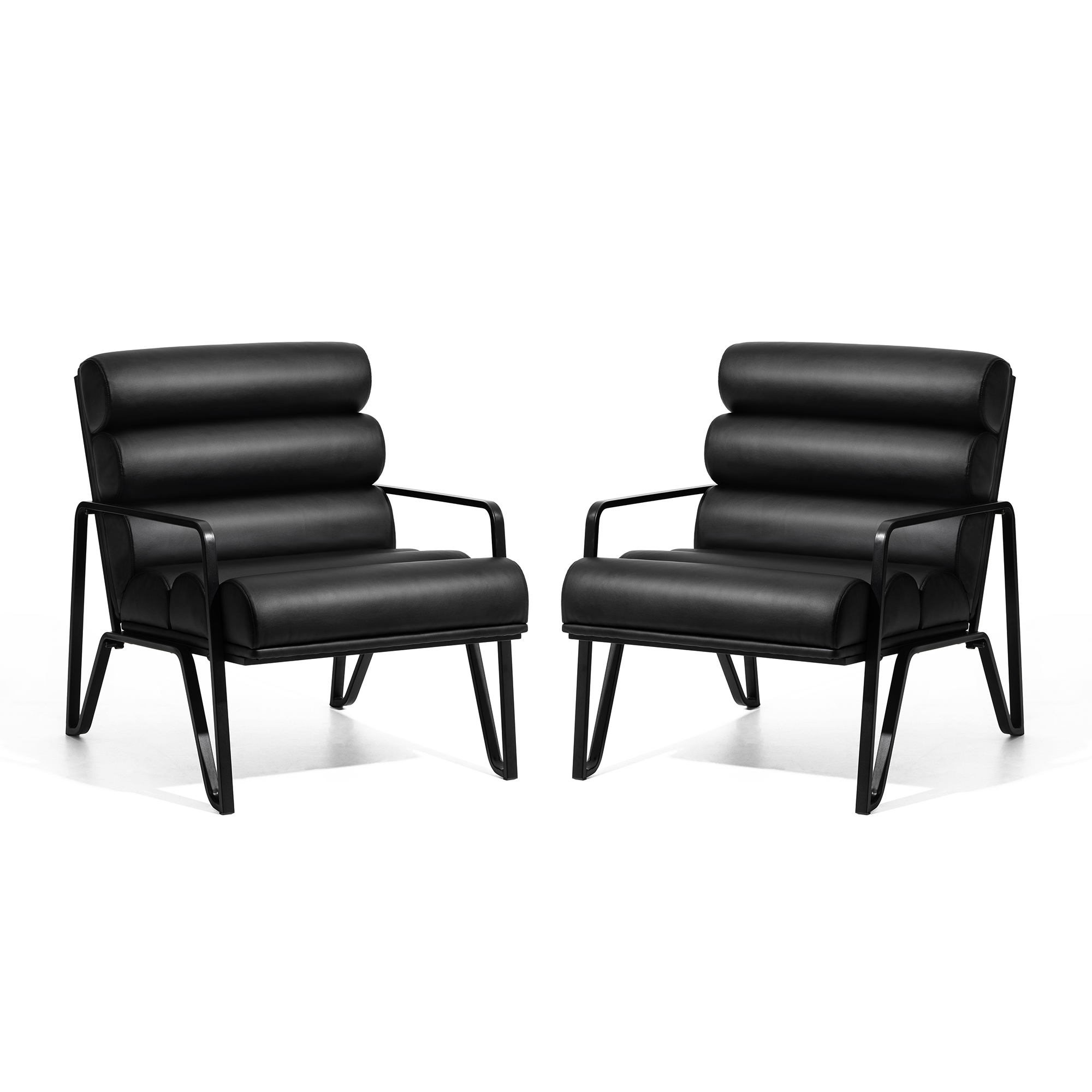 [OFFICIAL] Glitzhome Set of 2 Modern Black Wavy Leatherette Accent Arm ...