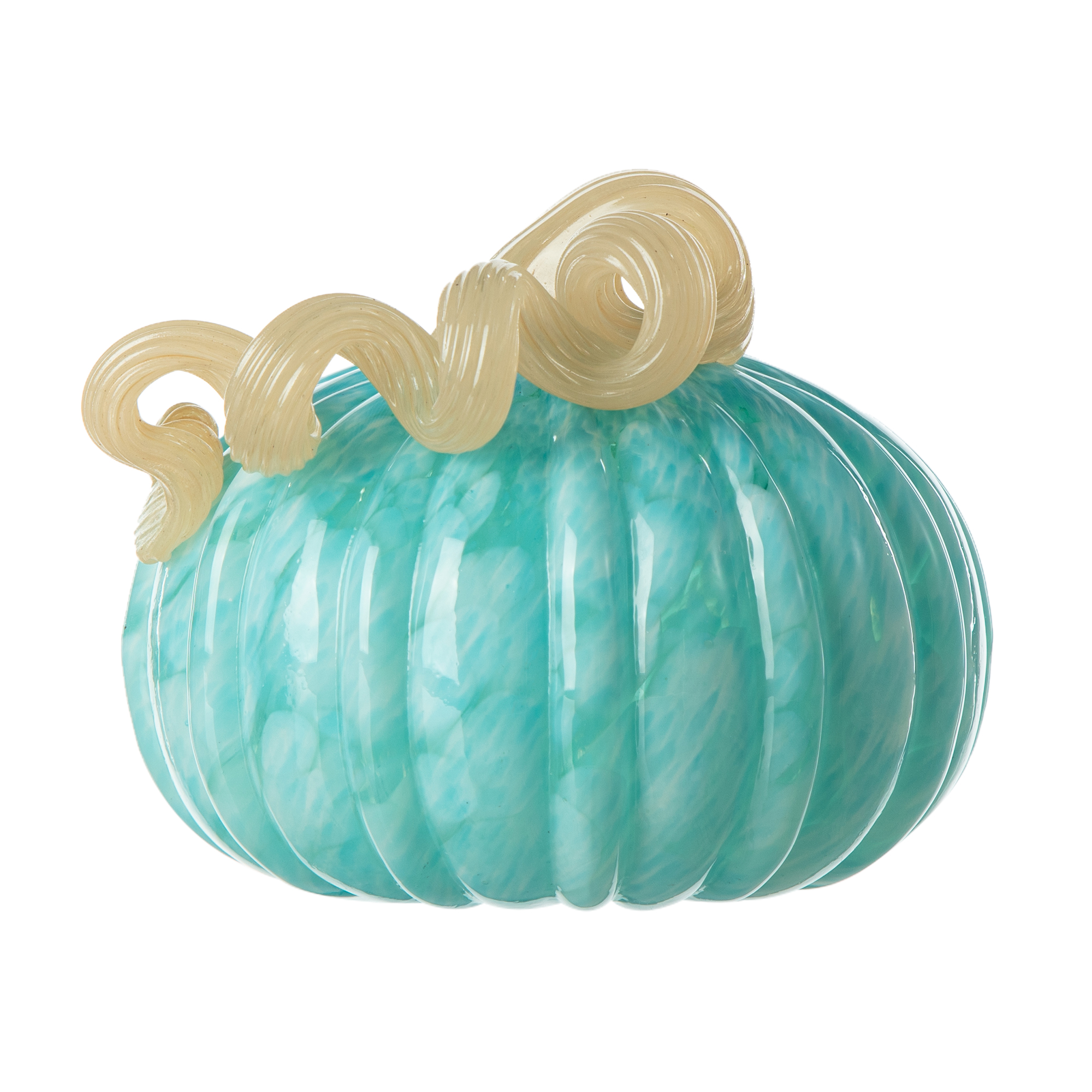 [OFFICIAL] Glitzhome 6"D Fall Turquoise Round Glass Pumpkin