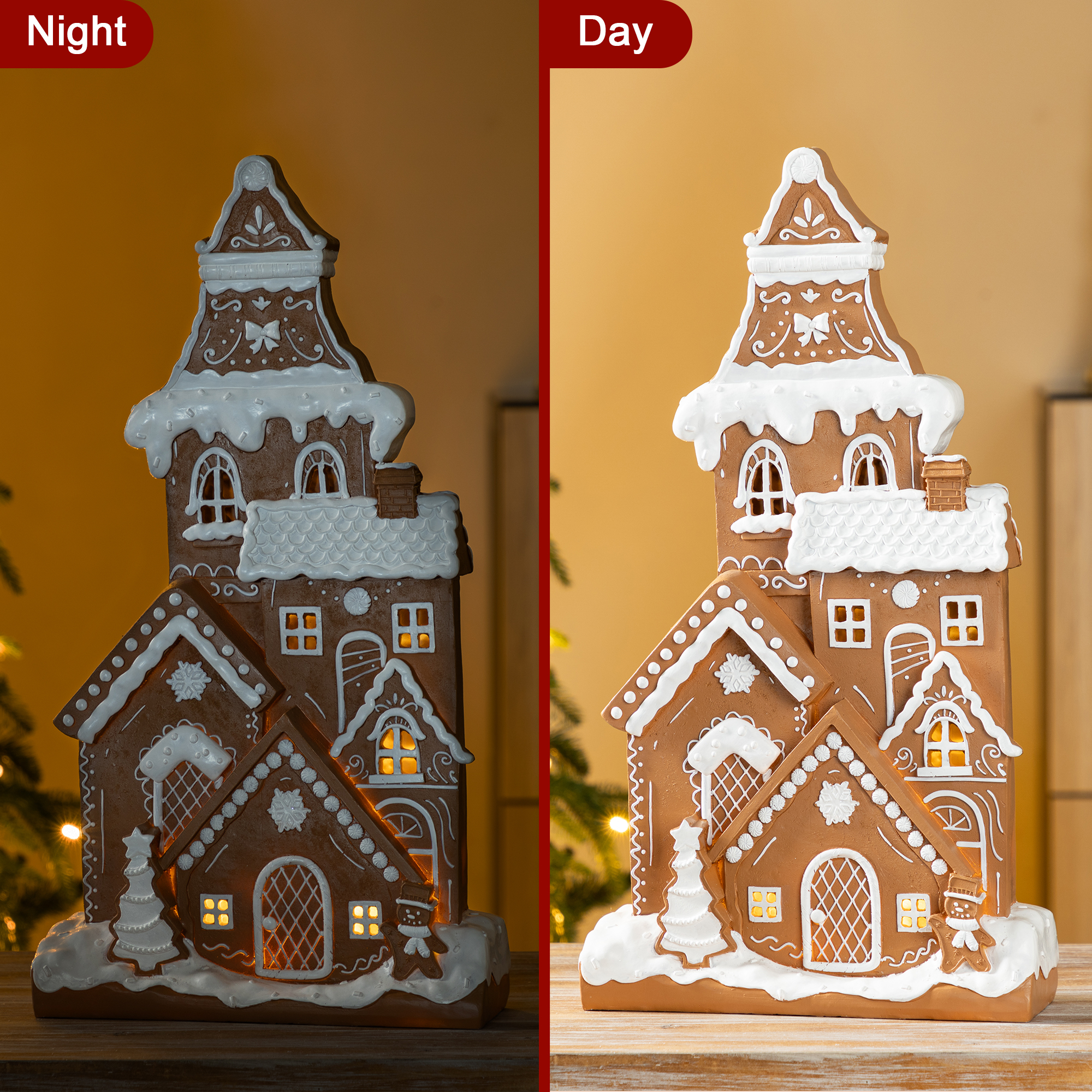 [OFFICIAL] Glitzhome 17.75"H Christmas Lighted Resin Gingerbread House ...