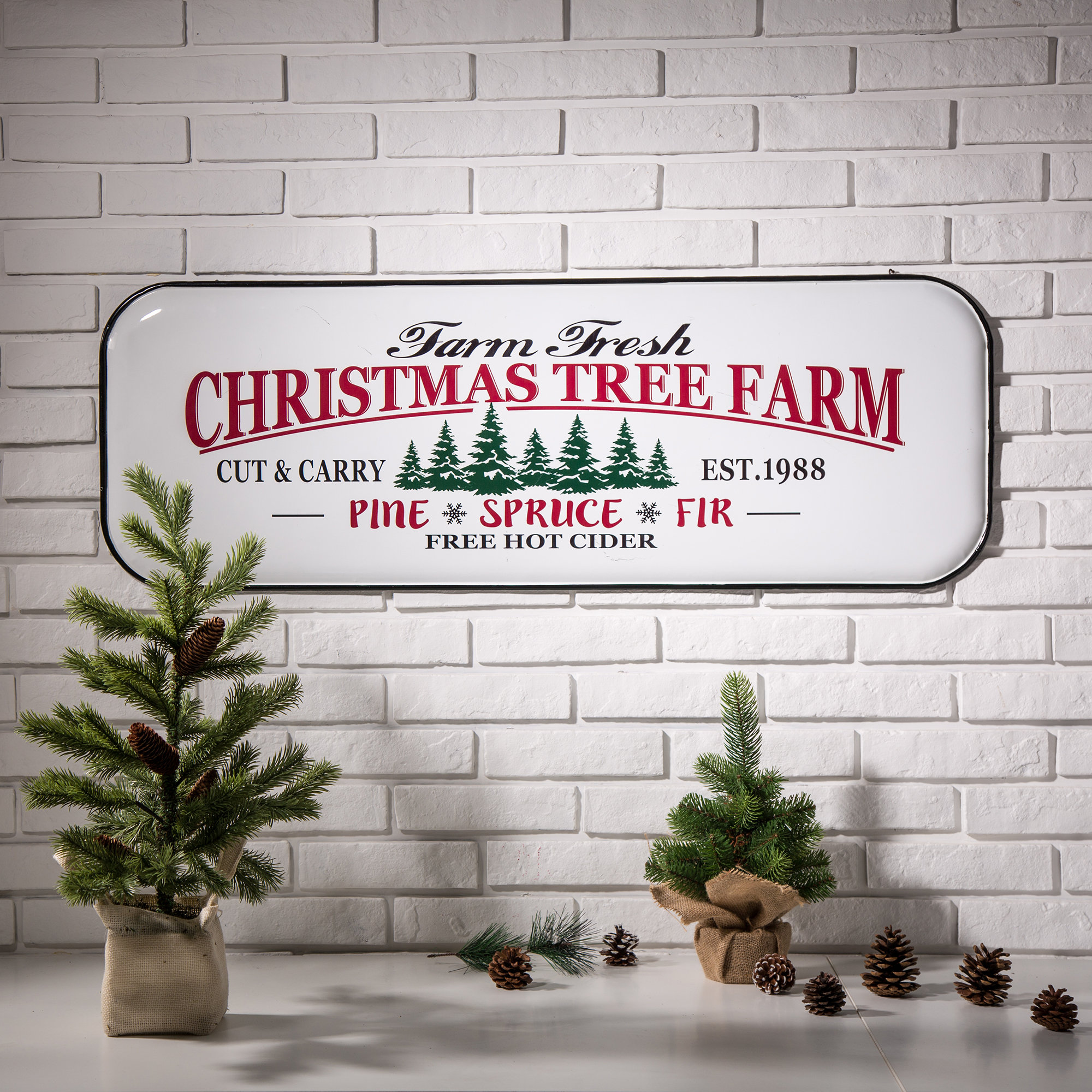 [OFFICIAL] Glitzhome Farmhouse Decor Metal Enamel Tree Farm Sign 43.11"L